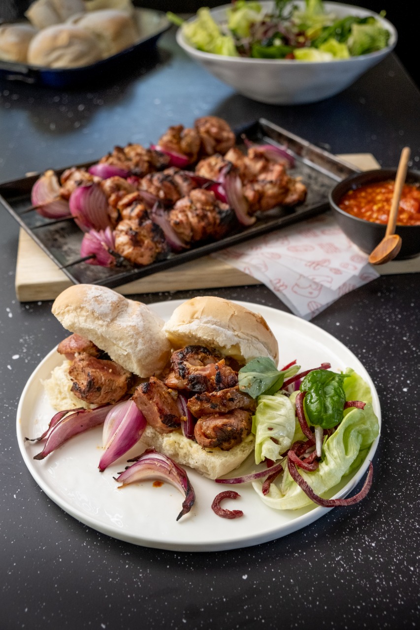 Eskort - Prego and Onion Sosaties with Fresh Rolls and Salad - Eskort